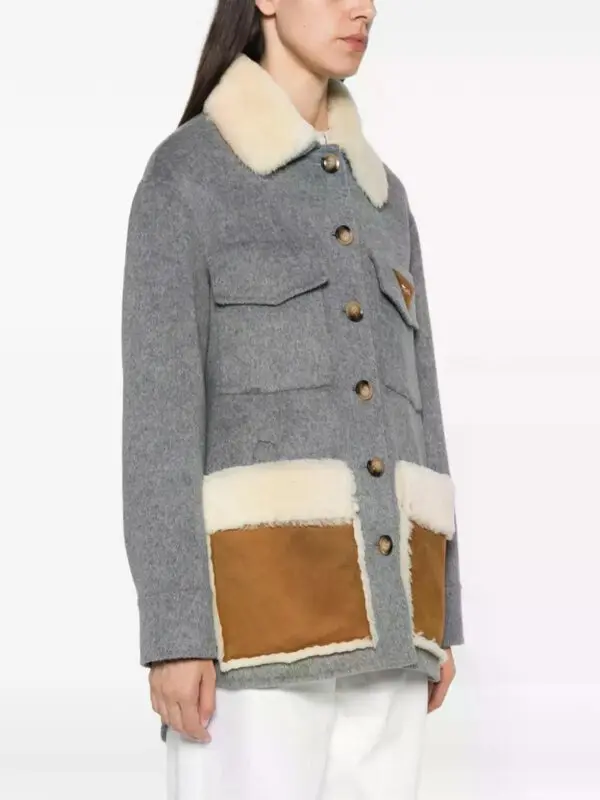 AVA ADORE Shearling-trim Patch-pocket Coat
