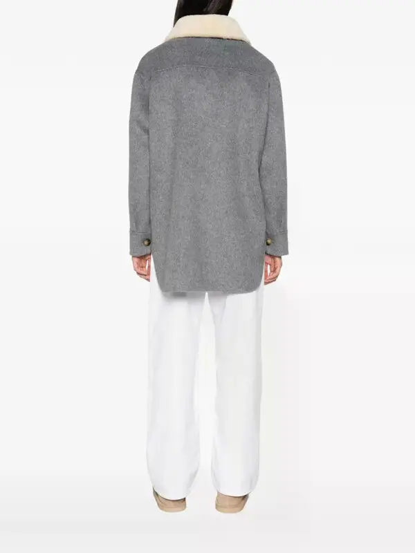 AVA ADORE Shearling-trim Patch-pocket Coat