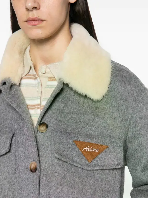 AVA ADORE Shearling-trim Patch-pocket Coat
