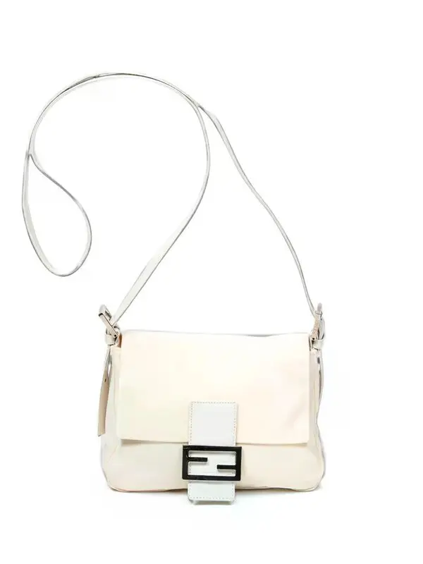 Fendi Ff Buckle Crossbody Bag - White