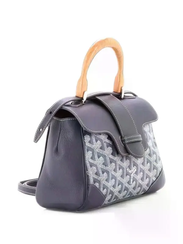 Goyard Saigon Top Handle Bag Coated Canvas With Leather Mini Shoulder Bag - Grey