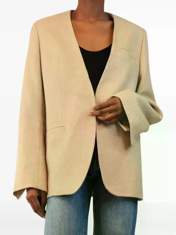 TOTEME Collarless Twill Blazer - Neutrals