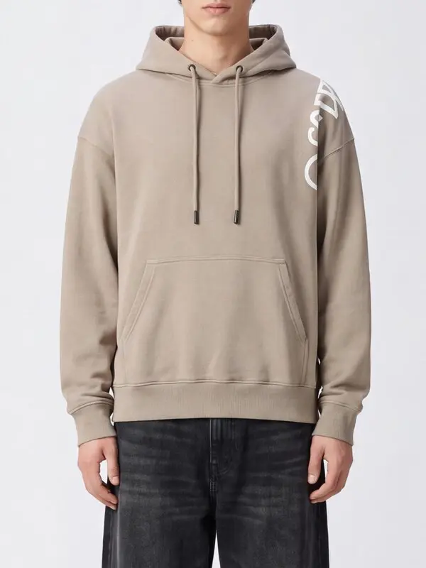 Off-White Cotton Hoodie With Contrasting Logo And Kangaroo Pocket - Multicolor