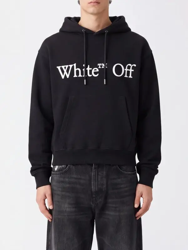 Off-White Relaxed Fit Cotton Hoodie With Contrasting Logo