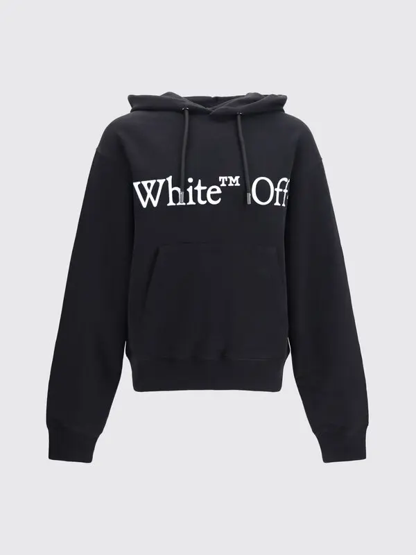 Off-White Relaxed Fit Cotton Hoodie With Contrasting Logo