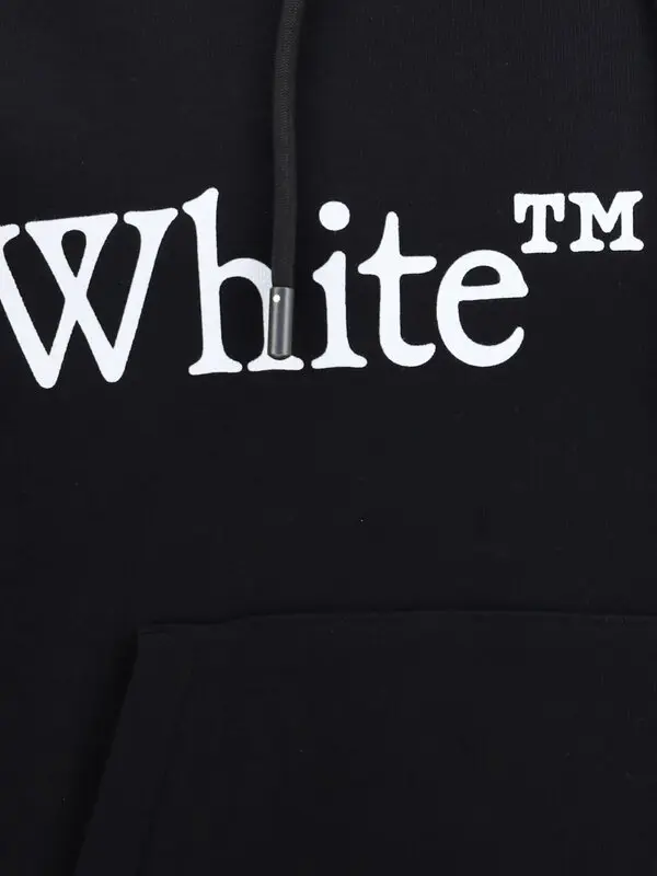 Off-White Relaxed Fit Cotton Hoodie With Contrasting Logo