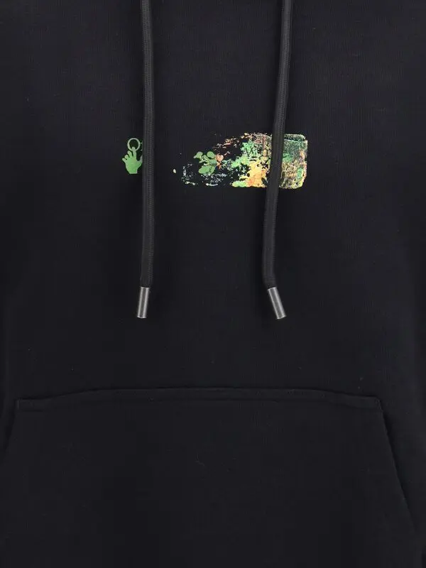 Off-White Relaxed Fit Cotton Hoodie With Arrow Logo - Black