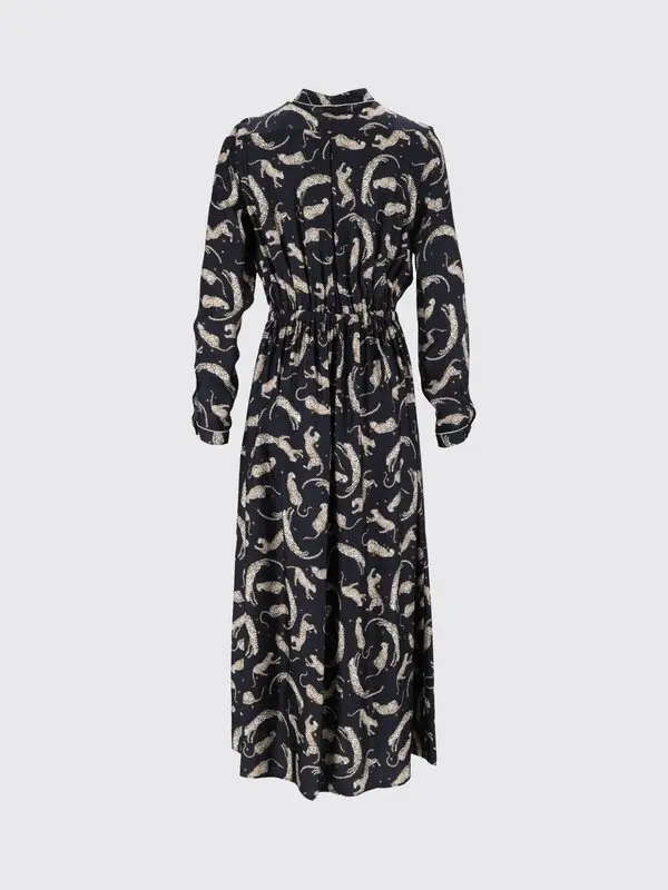 FORTE_FORTE Fauna Print Midi Viscose Shirtdress With Mandarin Collar