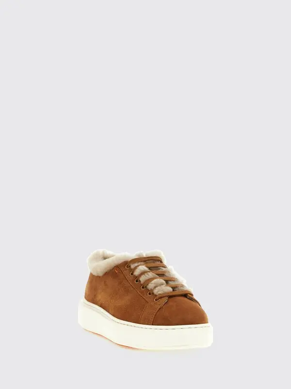 Santoni Suede Platform Low-top Sneakers With Wool Lining