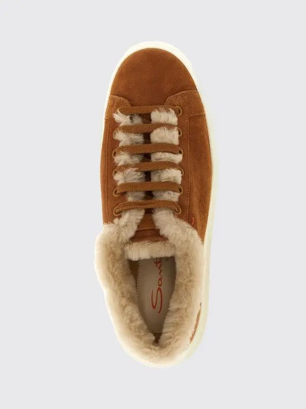 Santoni Suede Platform Low-top Sneakers With Wool Lining
