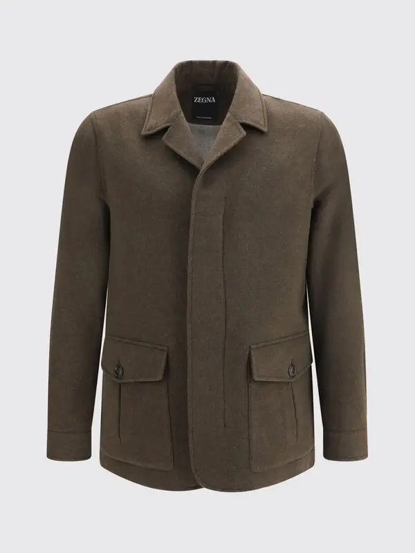 Zegna Single-breasted Short Coat In Pure Cashmere With Concealed Closure