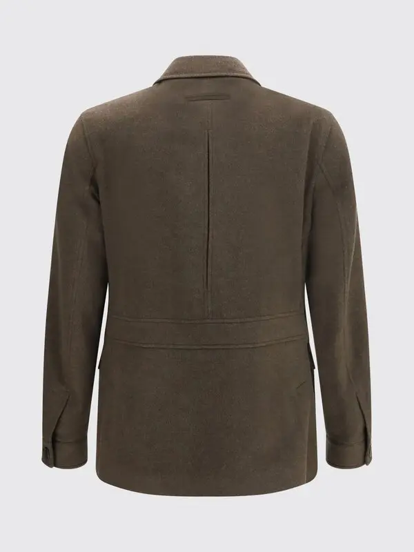 Zegna Single-breasted Short Coat In Pure Cashmere With Concealed Closure
