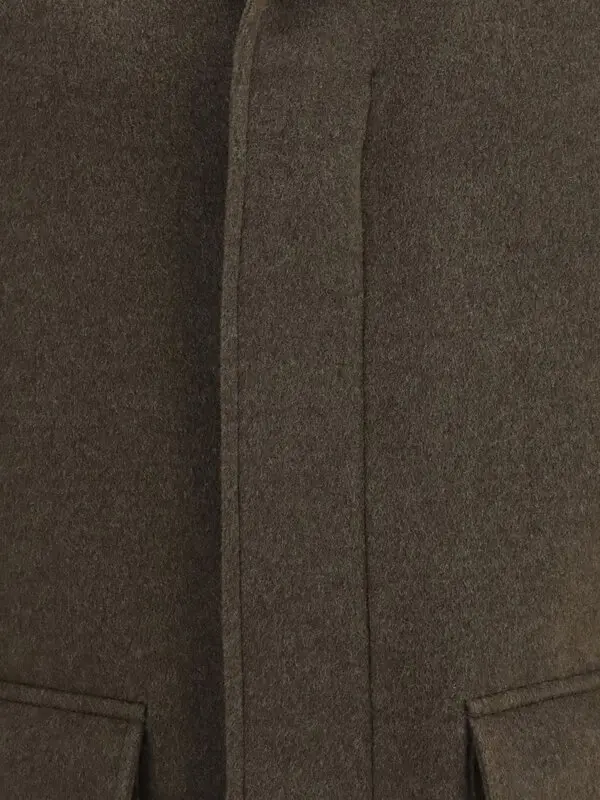 Zegna Single-breasted Short Coat In Pure Cashmere With Concealed Closure