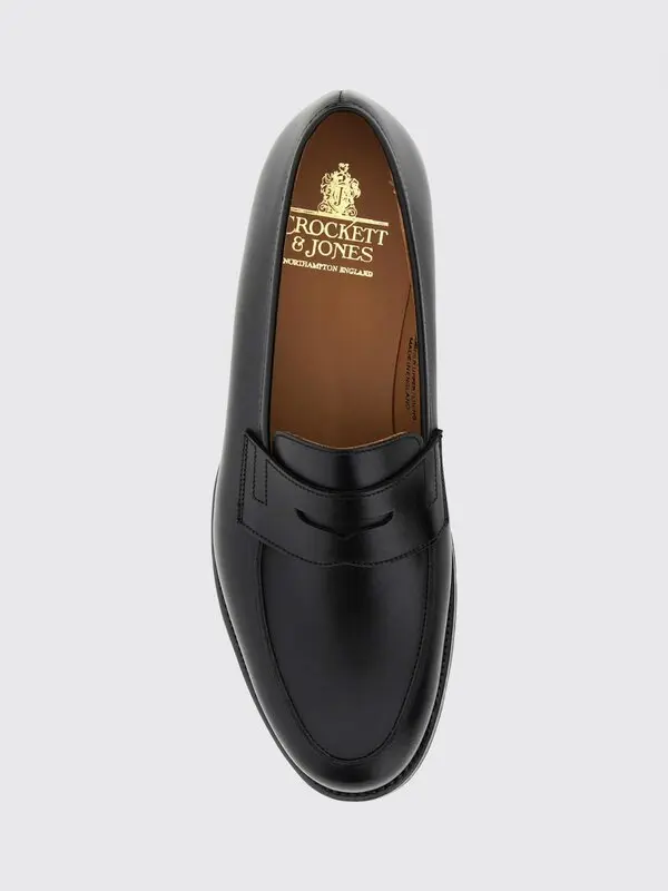 Crockett & Jones College-style Penny Loafers In Smooth Calfskin Leather