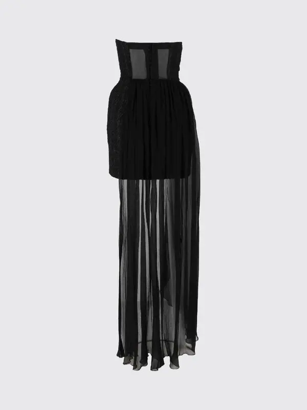 Elisabetta Franchi Midi Bustier Dress In Tweed With An Asymmetric Sweetheart Neckline