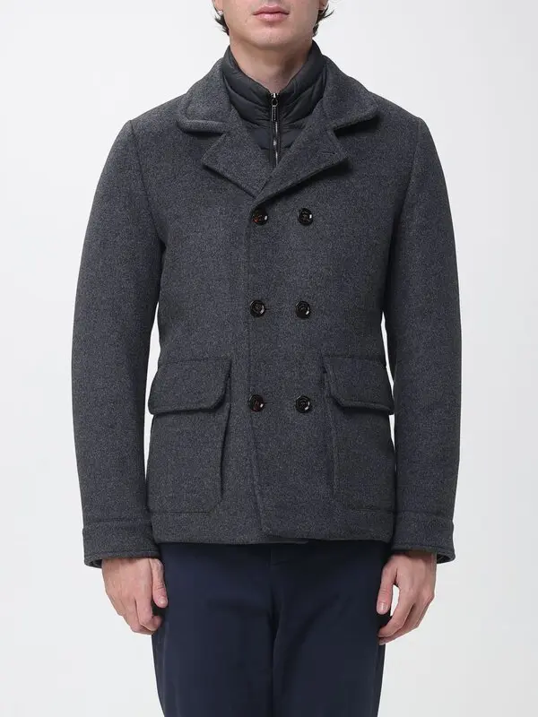 MOORER Short Double-breasted Coat In Viscose Blend With Lapels - Grey