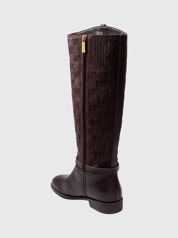 Michael Kors Beverly Leather And Suede Knee-high Boots With Mk Monogram