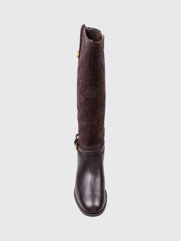 Michael Kors Beverly Leather And Suede Knee-high Boots With Mk Monogram