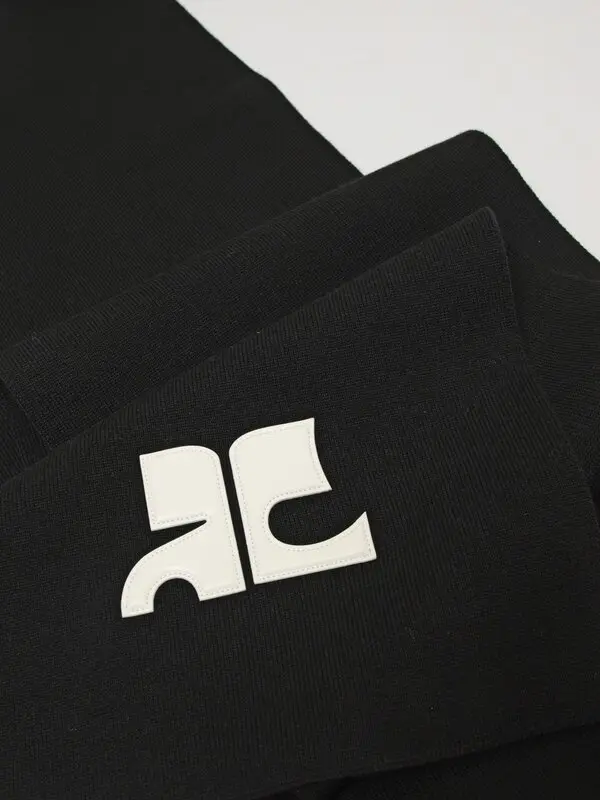 COURREGES Rectangular Merino Wool Scarf With Monogram And Applied Logo