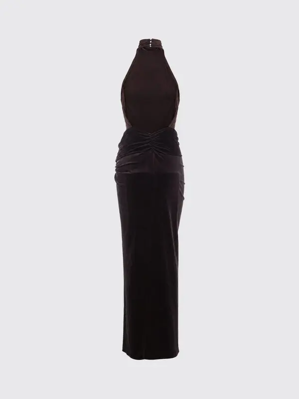 Andamane Jessie Long Jersey Evening Gown With Halter Neck