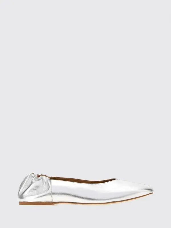 A.p.c. Juliet Laminated Leather Ballet Flats With Elasticated Heel - Silver