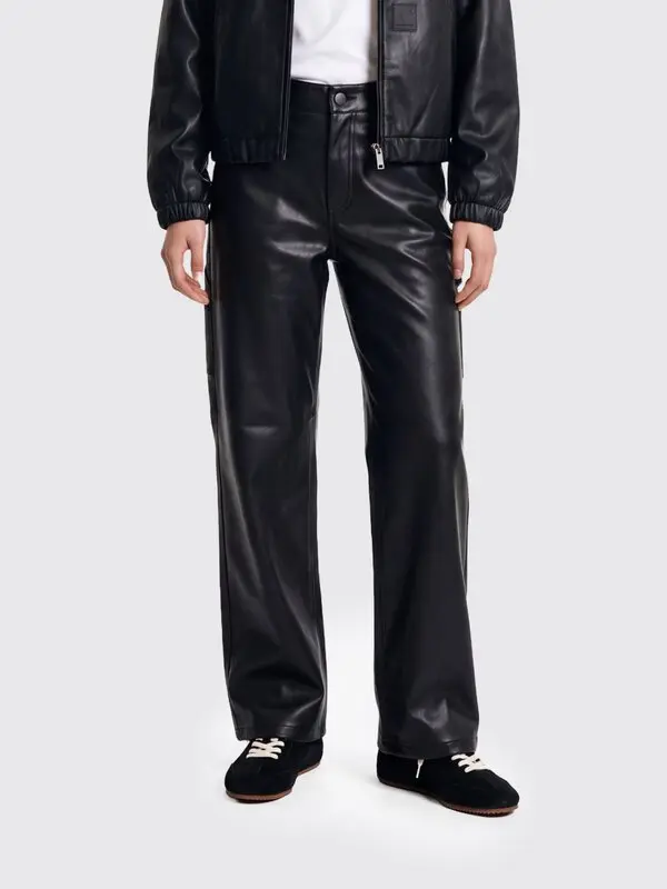 Carhartt Work In Progress Arizona Carpenter Wide Leg Trousers In Faux Leather - Black