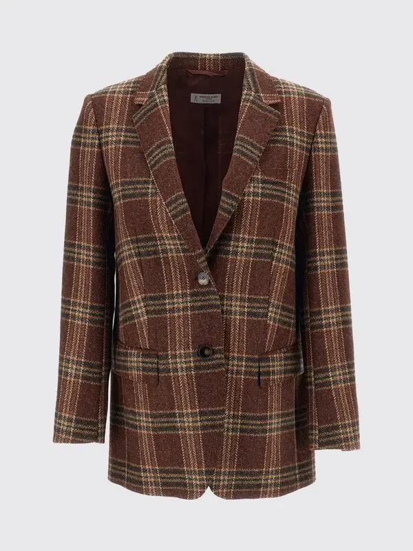 Alberto Biani Single-breasted Tartan Pure Wool Blazer