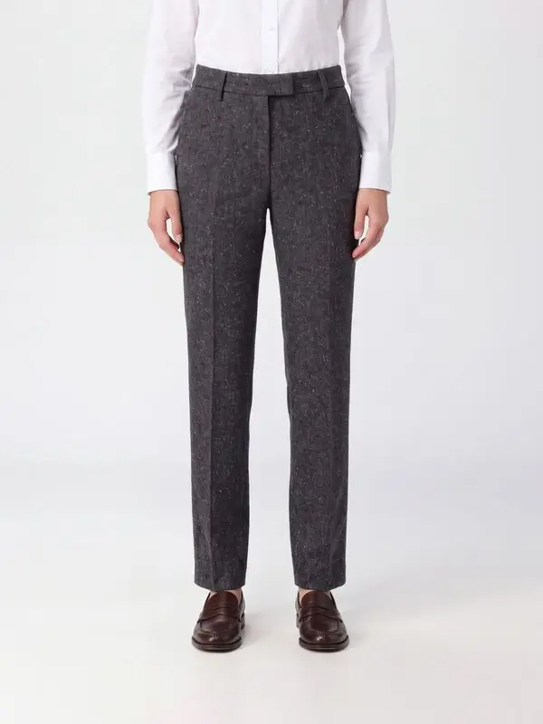 Alberto Biani Tailored Skinny Trousers In Pure Wool With Abstract Pattern