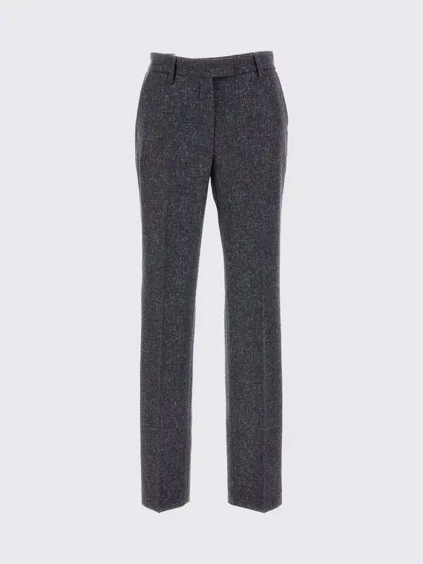Alberto Biani Tailored Skinny Trousers In Pure Wool With Abstract Pattern