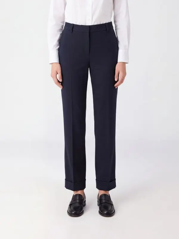 Alberto Biani Mid-rise Straight-leg Stretch Virgin Wool Trousers - Blue