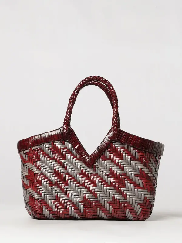 VIPERA Monet Houndstooth Woven Leather Tote Bag - Red