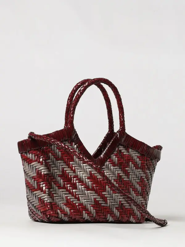 VIPERA Monet Houndstooth Woven Leather Tote Bag - Red