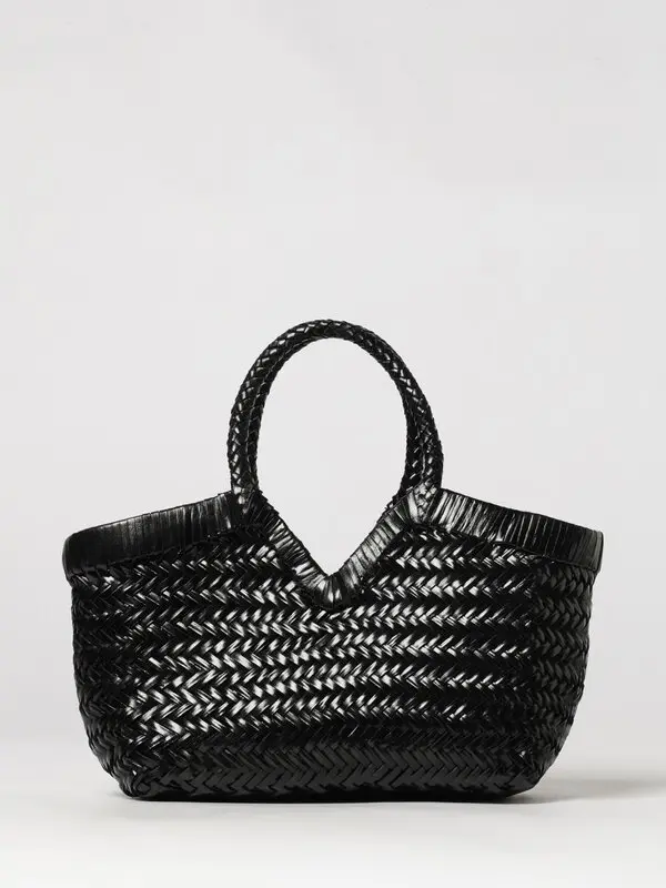 VIPERA Monet Woven Leather Tote Bag With Removable Pouch - Black