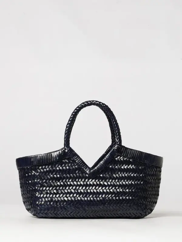 VIPERA Monet Woven Leather Tote Bag With Removable Pouch - Blue