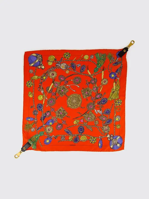 Versace Graphic Print Pure Silk Bandeau With Spring Hook
