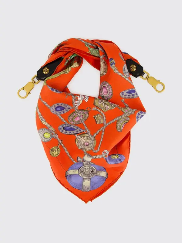 Versace Graphic Print Pure Silk Bandeau With Spring Hook