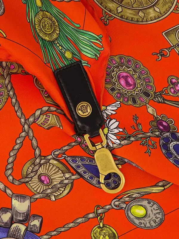 Versace Graphic Print Pure Silk Bandeau With Spring Hook