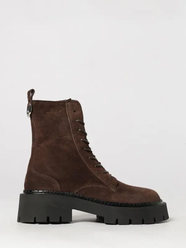VIC MATIE Suede Combat Boots With A Metal Ring And Side Zip