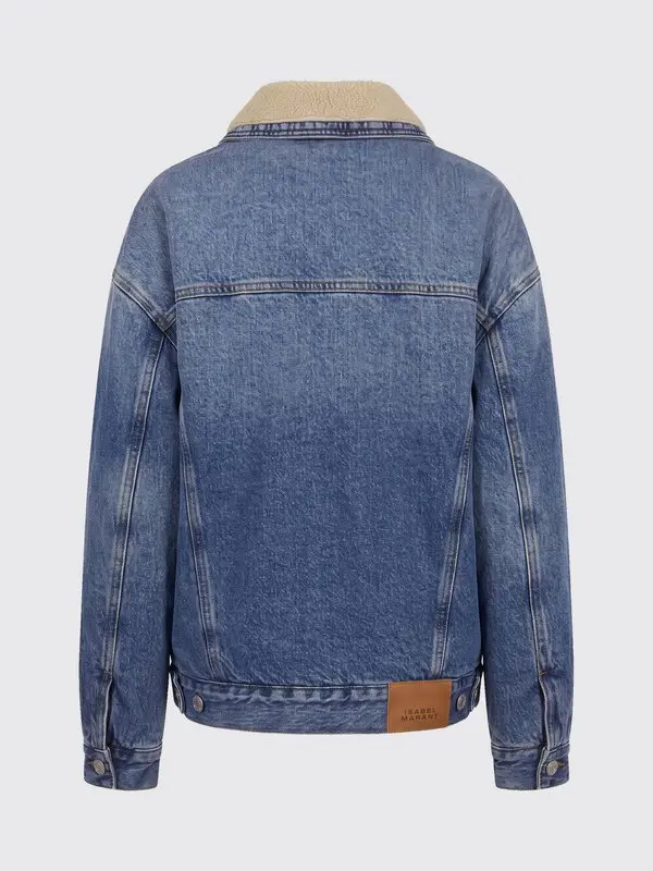 Isabel Marant Étoile Cropped Denim Jacket With Fur Shawl Collar