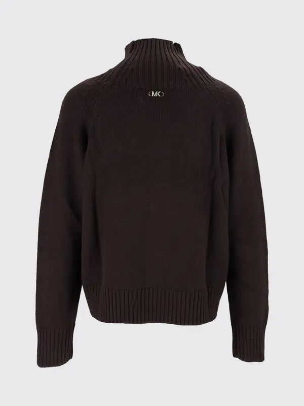 Michael Kors High Neck Jumper In Pure Merino Wool With Dropped Shoulders - Burnt