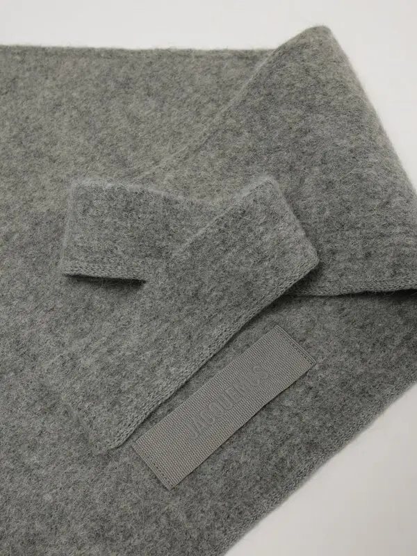 Jacquemus Triangular Alpaca And Wool Blend Scarf With Applied Logo Patch