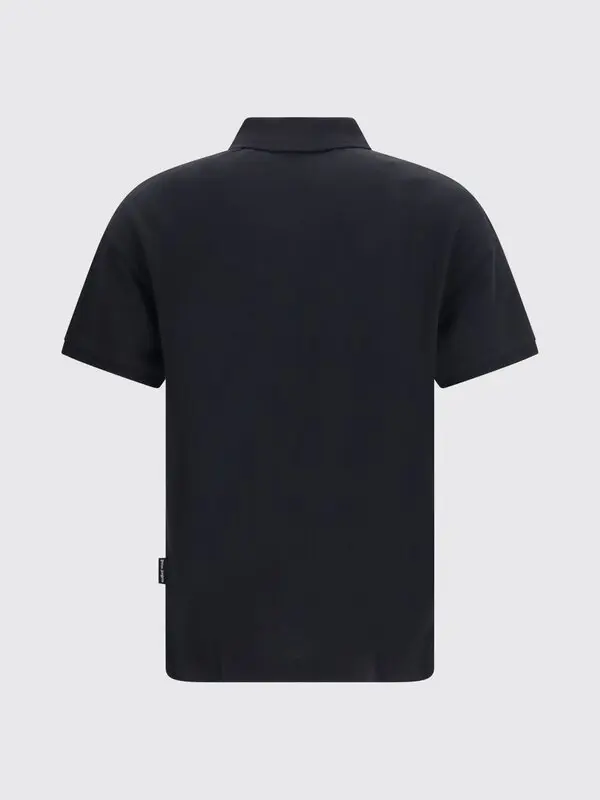 Palm Angels Cotton Polo Shirt With Ribbed Collar And Contrasting Logo - Black