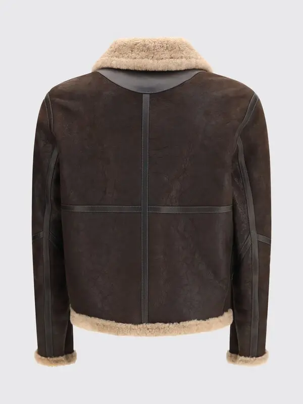 Belstaff Short Jacket In Lamb Shearling With Fur Collar