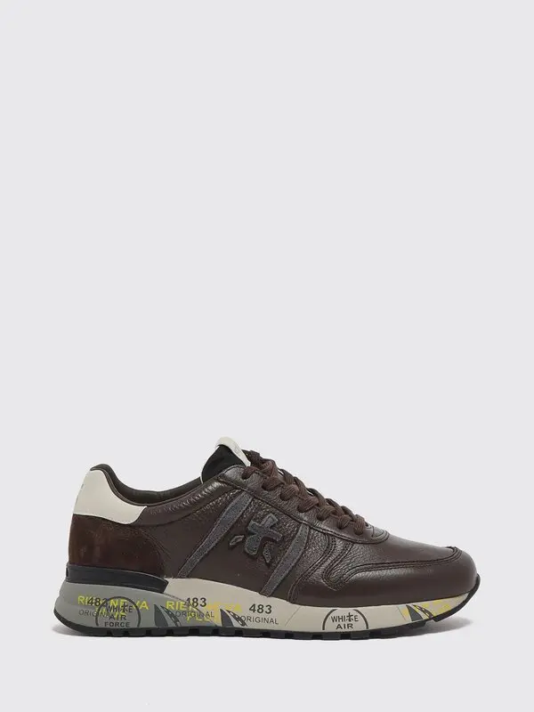 Premiata Lander Two-tone Leather Low-top Sneakers With Applied Logo