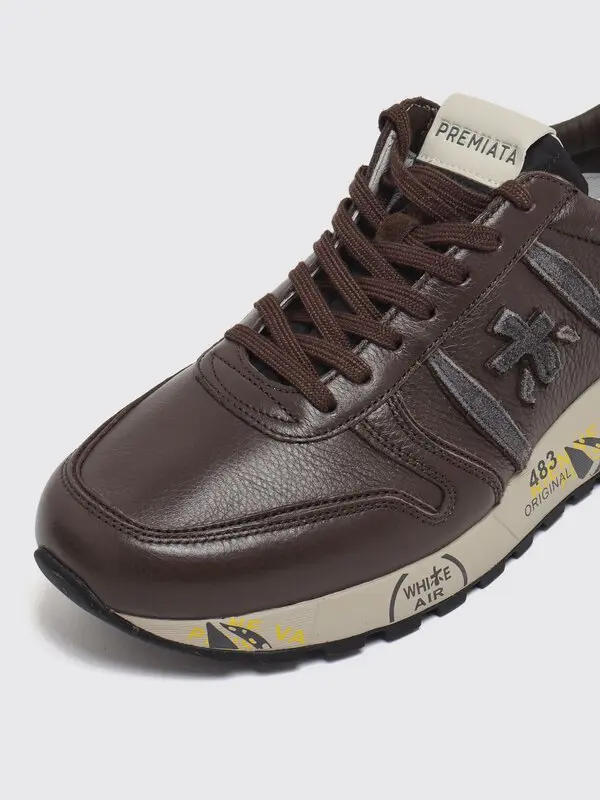 Premiata Lander Two-tone Leather Low-top Sneakers With Applied Logo