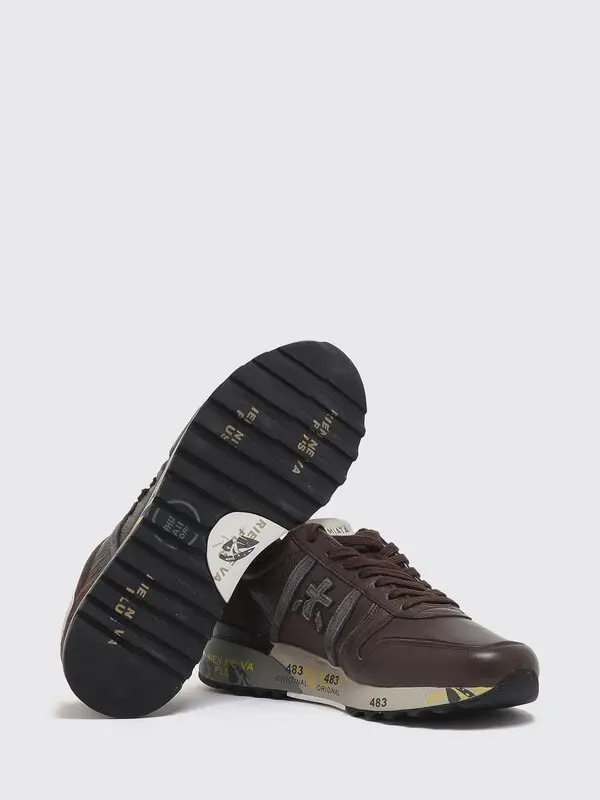 Premiata Lander Two-tone Leather Low-top Sneakers With Applied Logo