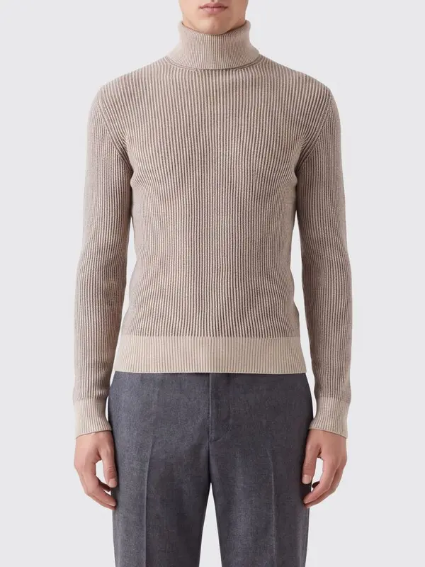 CIRCOLO 1901 Slim Fit Rib-knit Turtleneck Jumper In 100% Wool - Brown