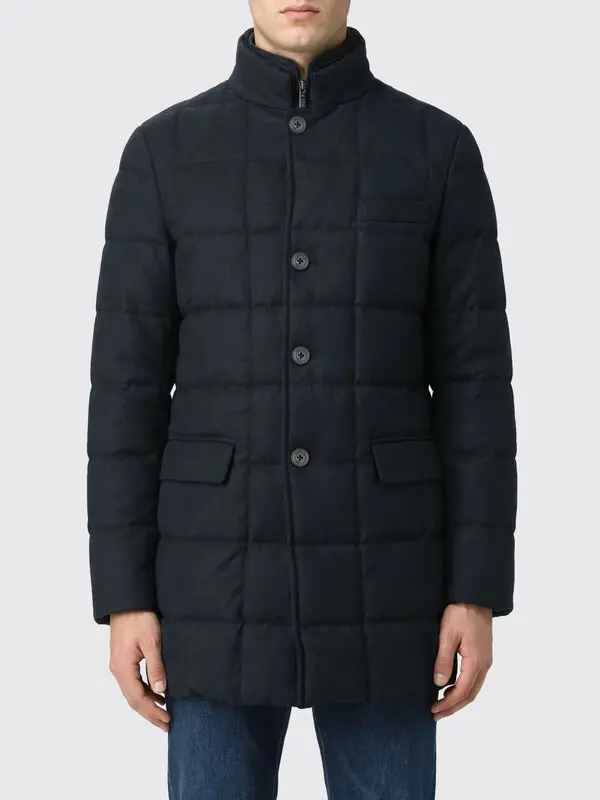 FAY Quilted Technical Fabric Knee-length Down Jacket With Duck Down Padding