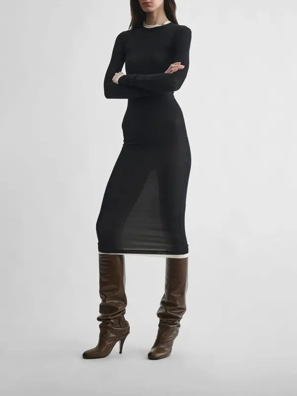 Phoebe Philo Hug Stretch Viscose Jersey Midi Sheath Dress