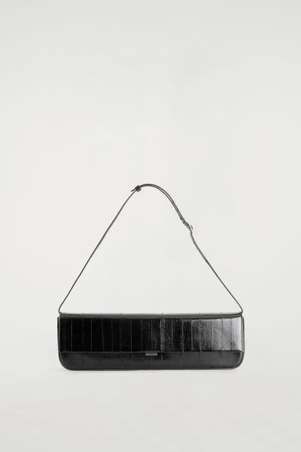 Cos Parquet Clutch Bag Eel-effect Leather - Black